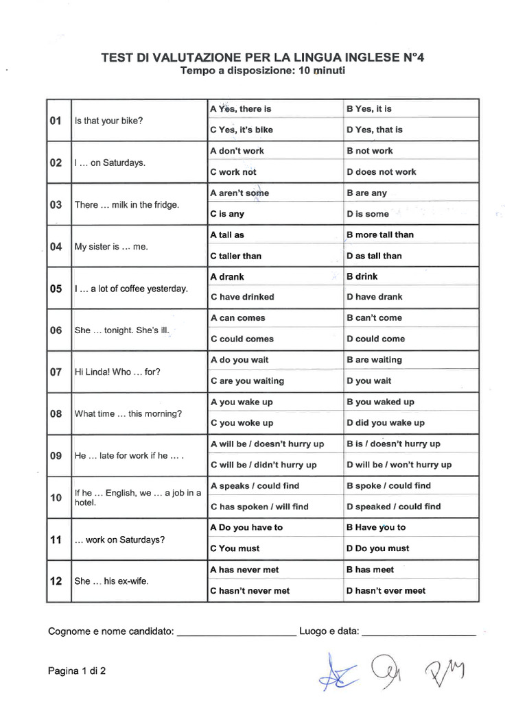 Test Inglese | PDF