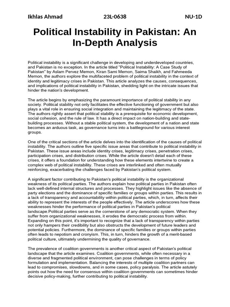 Causes of Political Instability in Pakistan | PDF | Failed State | Pakistan
