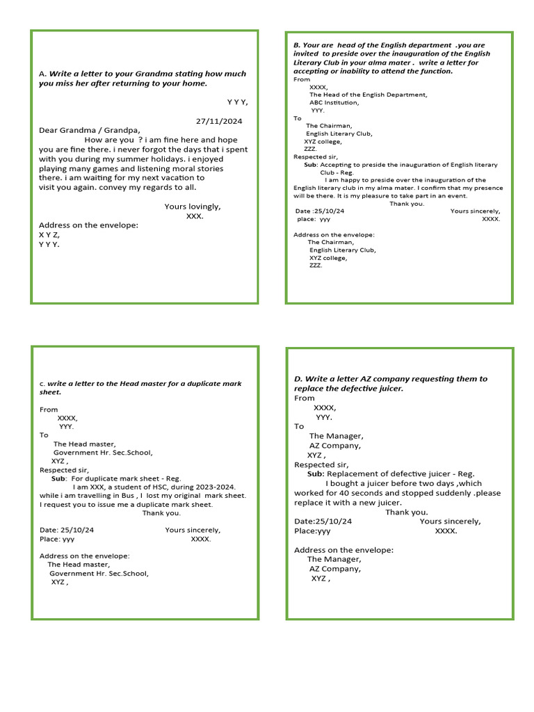 Letter Writting Paraman Sir | PDF