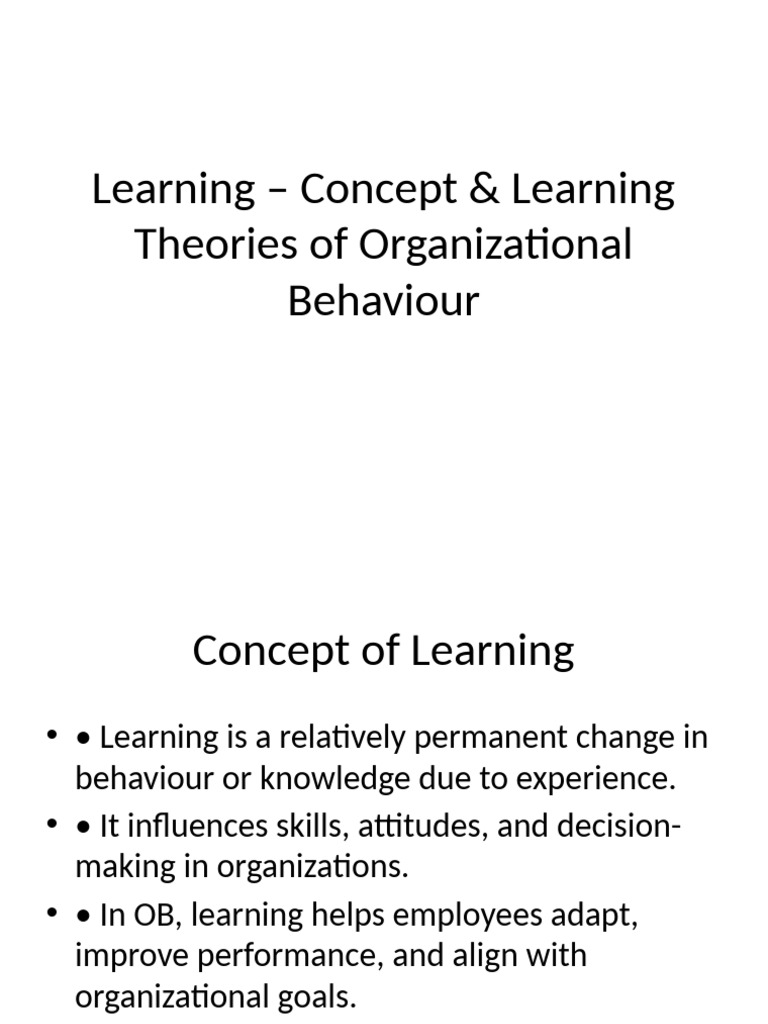 Learning Theories OB | PDF | Learning | Behaviorism
