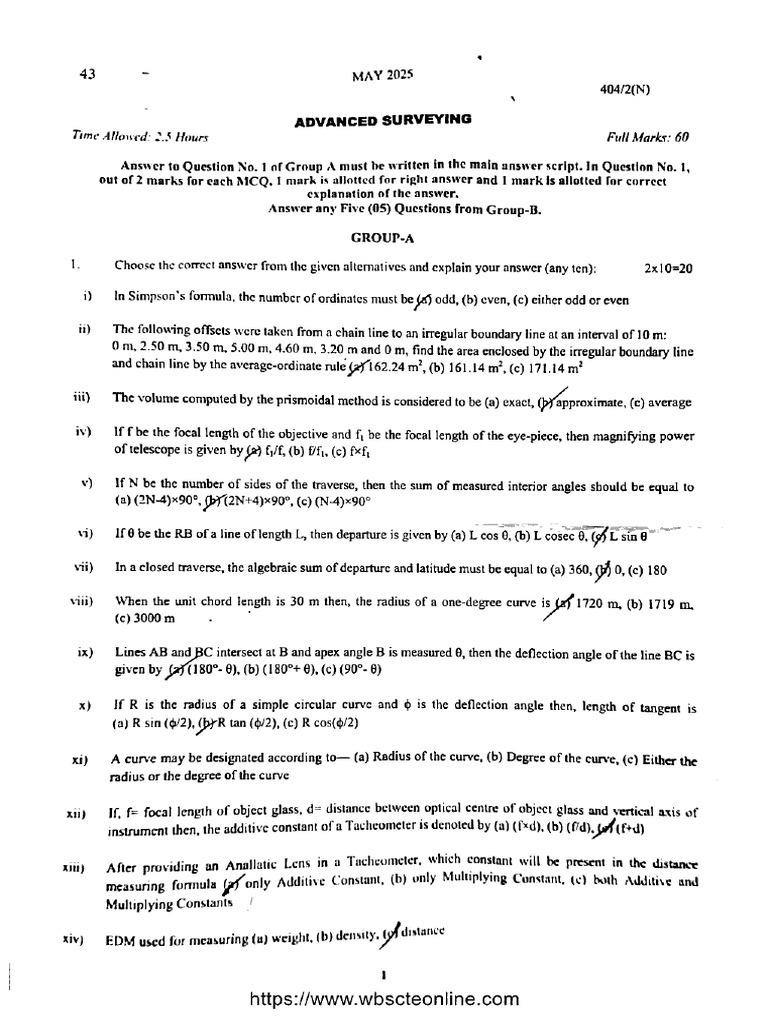 Civil 4 Sem Advanced Surveying 404 2 N May 2025 | PDF