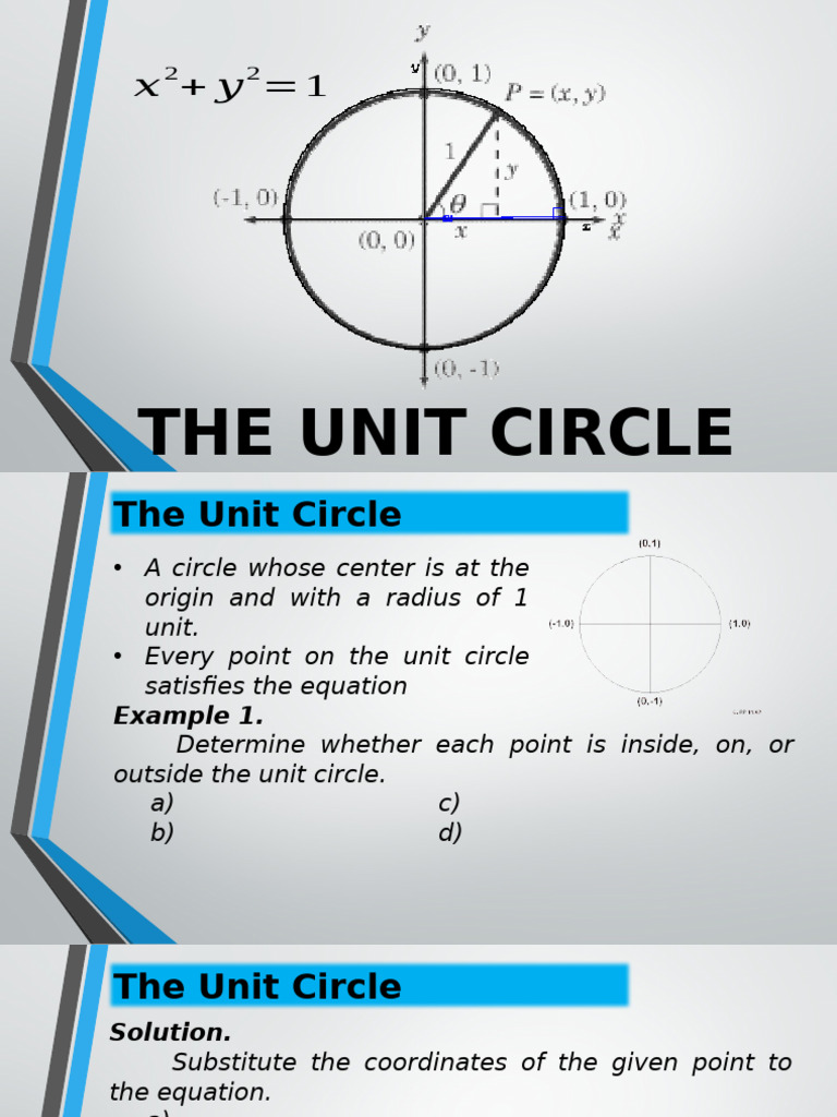 Lesson 10 The Unit Circle | PDF | Circle | Trigonometric Functions