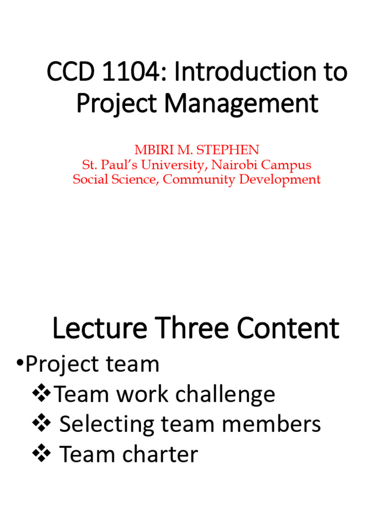 Lecture Three-Project Team and Team Work Challenge | PDF | Goal | Skill