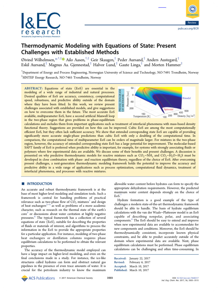 Thermodynamic Modeling with Equations of State Present Challenges with ...