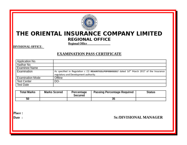 Format Examination Certificate | PDF