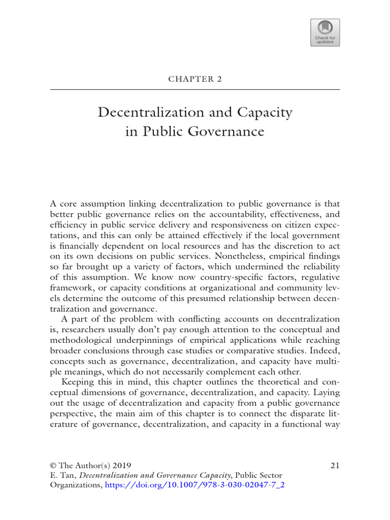 Chapter 2_evrim Tan__decentralization and Governance Capacity-The Case of Turkey | PDF ...