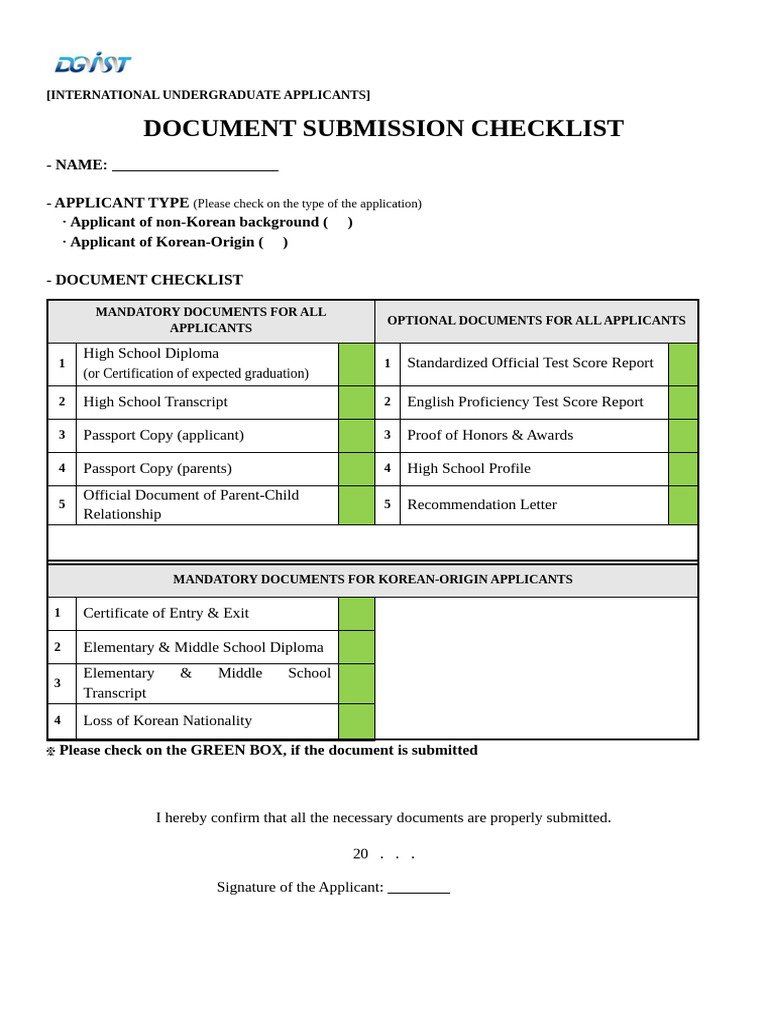 Document Submission Checklist (2026) | PDF