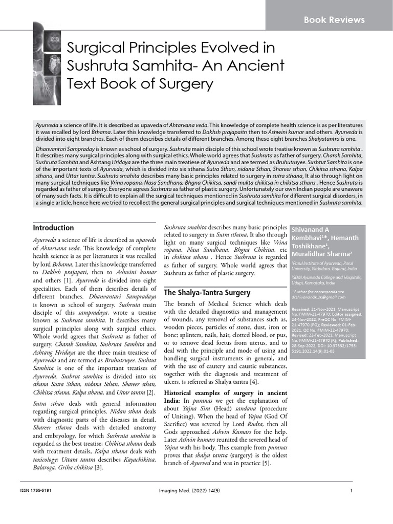 Sushruta Samhita: Ancient Surgical Principles | PDF | Surgery | Ayurveda