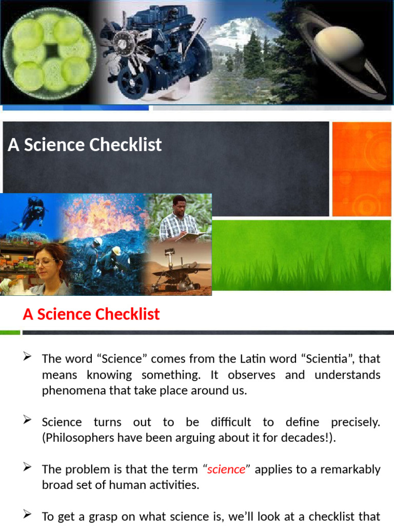 Key Characteristics of Science Checklist | PDF | Science | Knowledge