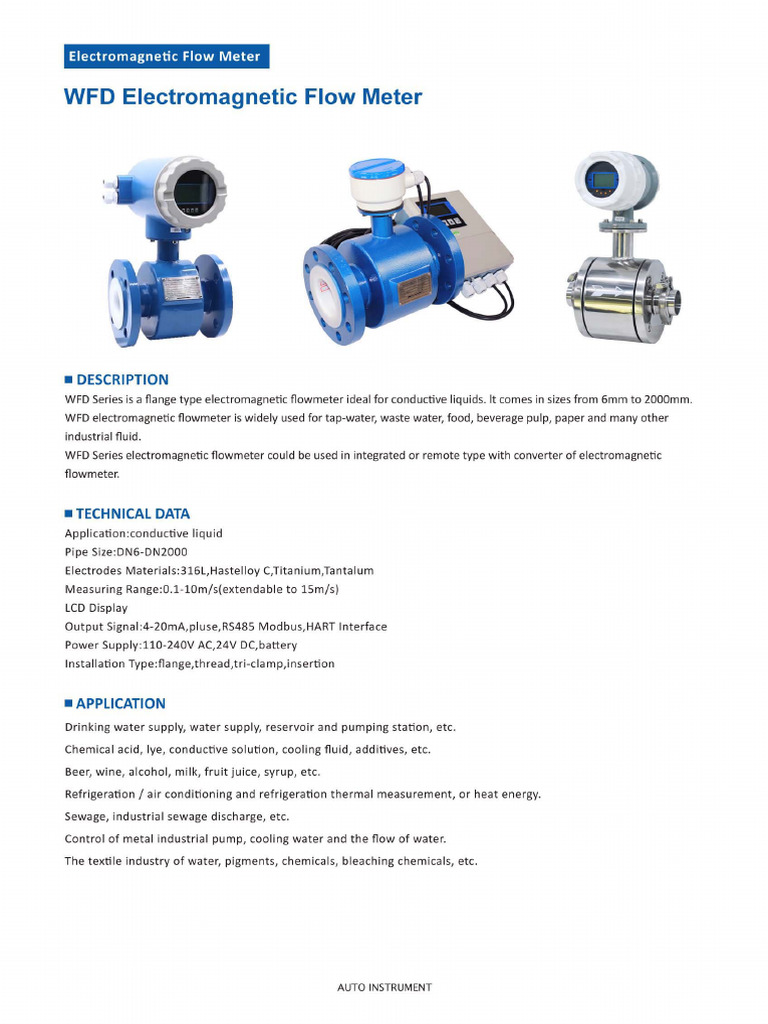 Magnetic Flow Meter Data Sheet | PDF