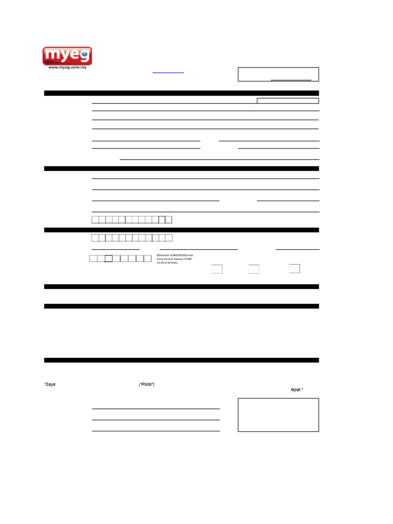 MyEG Prepaid Account Application Form | PDF | Payments | Computing