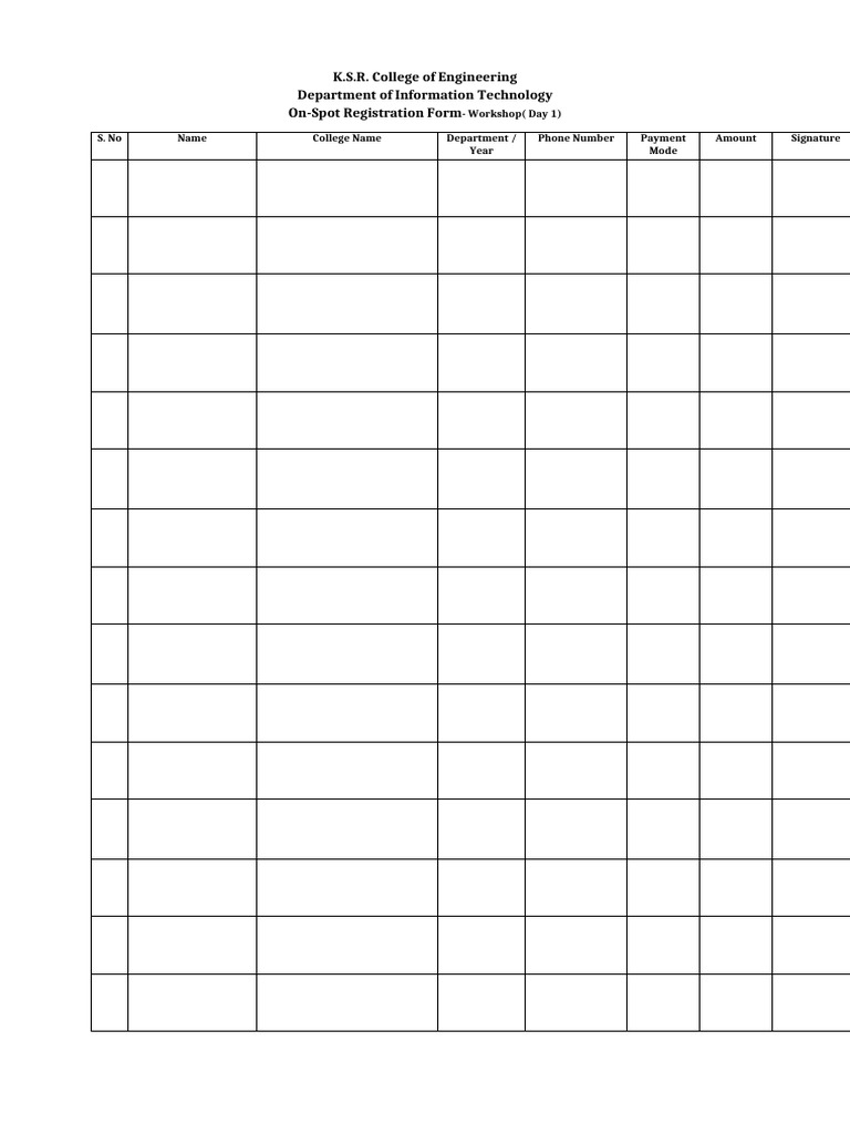 On Spot Registration Form | PDF