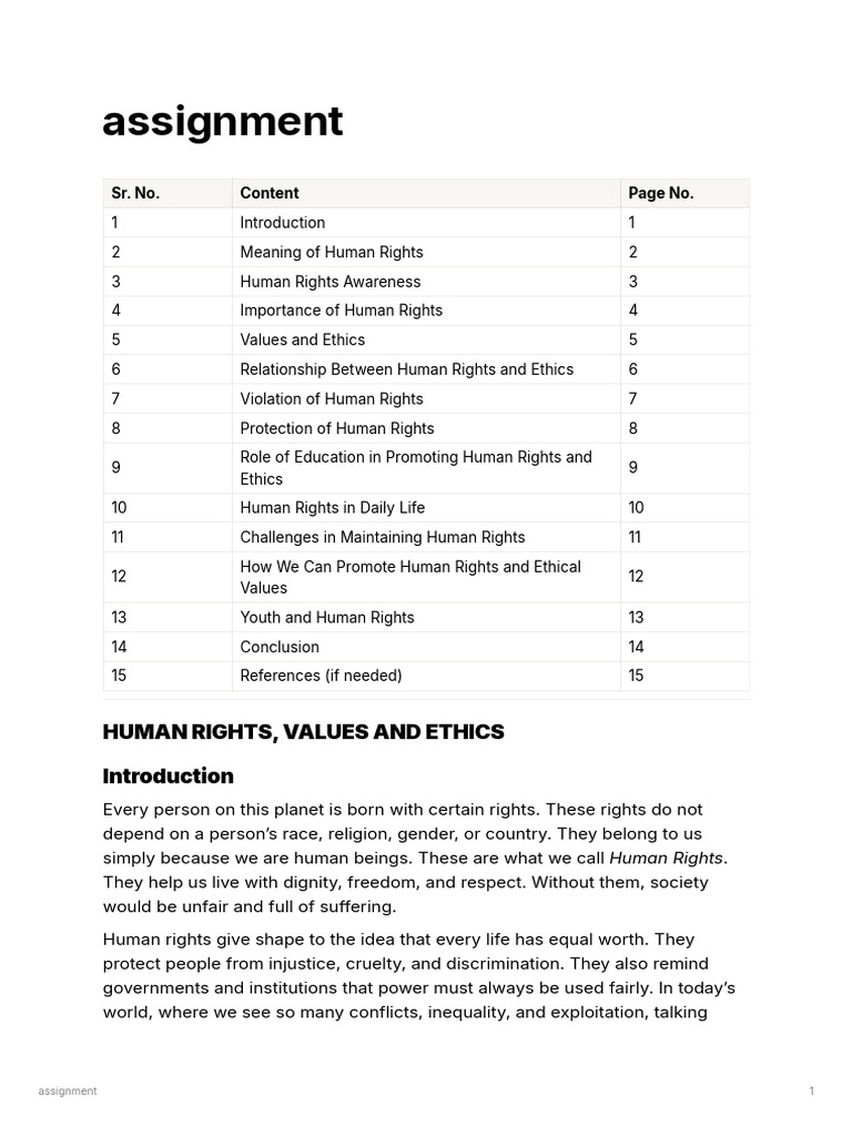 Assignment | PDF | Rights | Justice