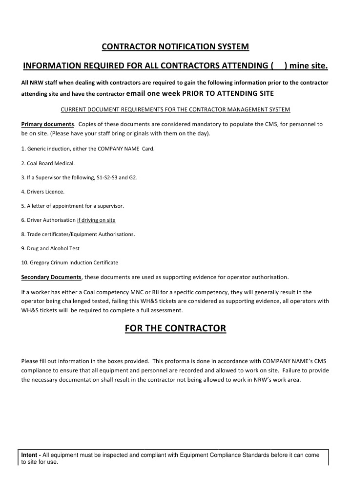 Contractor Notification Document - 2 | PDF | Business