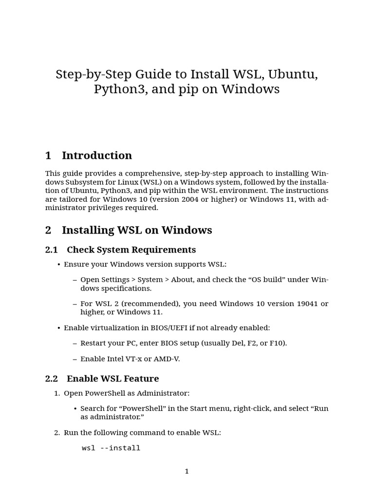 WSL Installation Windows | PDF | Microsoft Windows | Operating System Technology