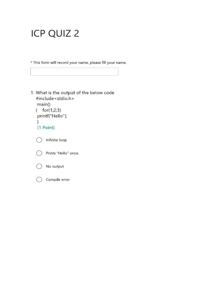 Pop Quiz 1 | PDF