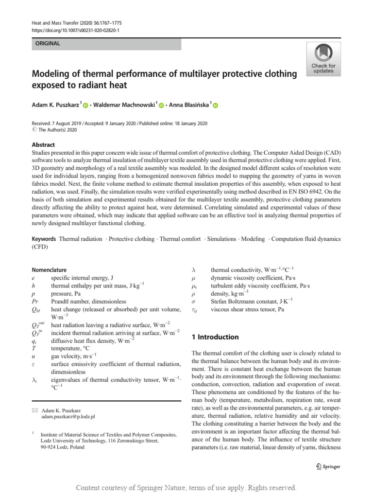 Modeling of Thermal Performance of Multilayer Prot | PDF | Heat ...