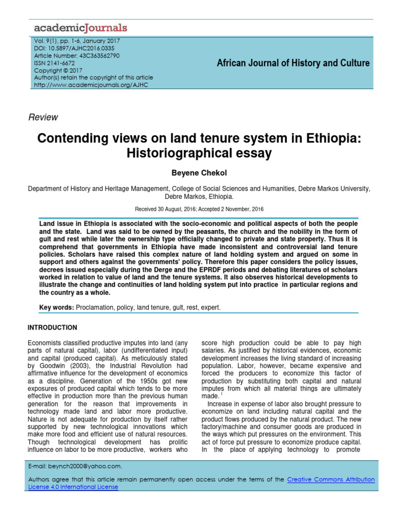 Contending Views On Land Tenure System I | PDF | Ethiopia | Economies