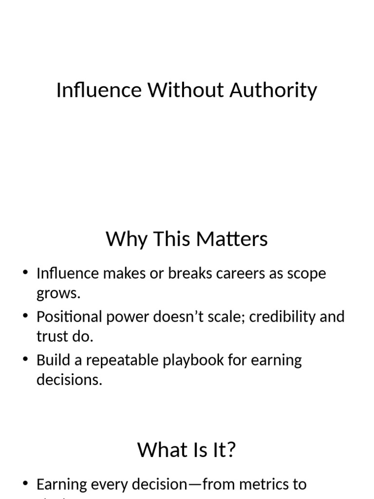 Mastering Influence Without Authority | PDF | Behavioural Sciences ...