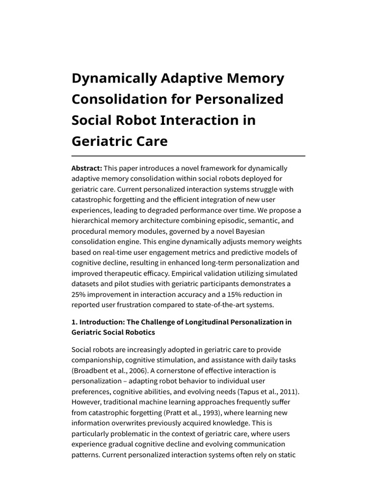 Dynamically Adaptive Memory Consolidation For Personalized Social Robot Interaction in Geriatric ...