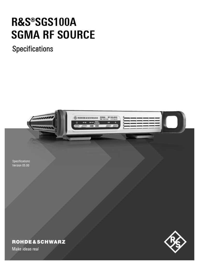 SGS100A Specs en 5214-5703-22 v0500 | PDF | Hertz | Bandwidth (Signal ...