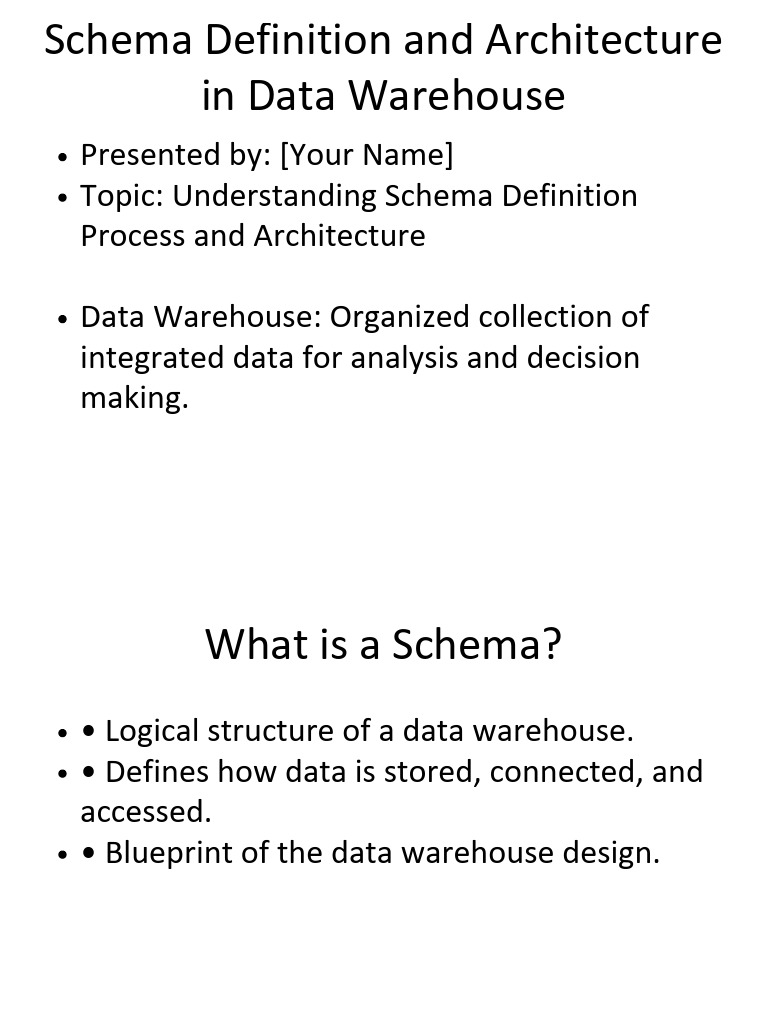 Schema Definition and Architecture Data Warehouse - PPTX 20251016 ...