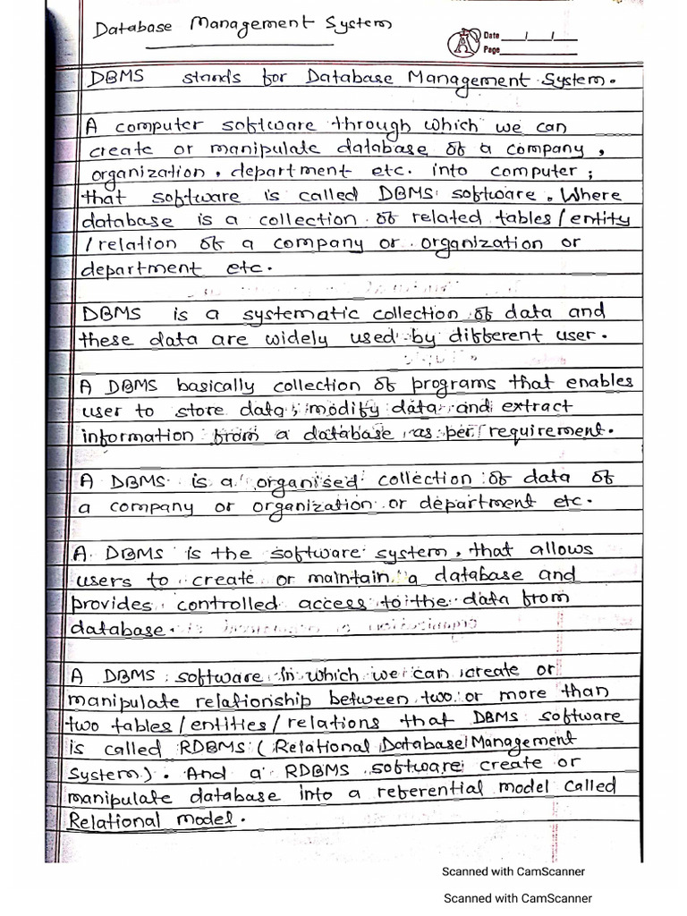 Dbms Hand Written Notes | PDF