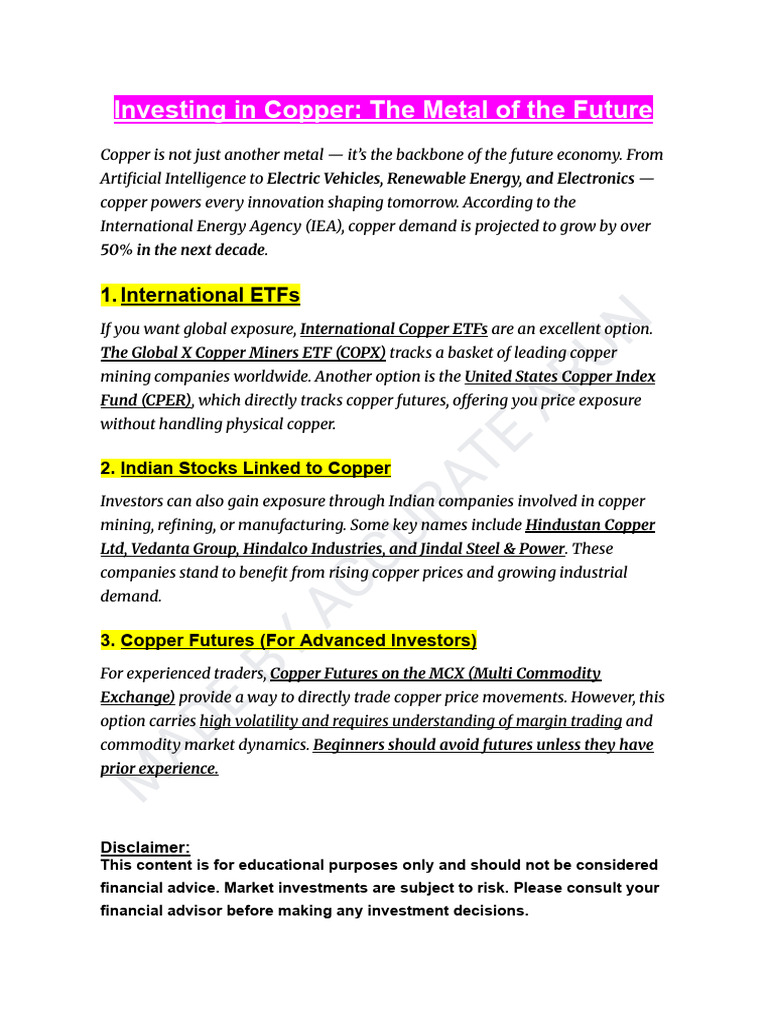 Investing in Copper by Arun Sharma | PDF
