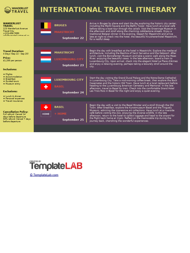 4-Day European Travel Itinerary | PDF