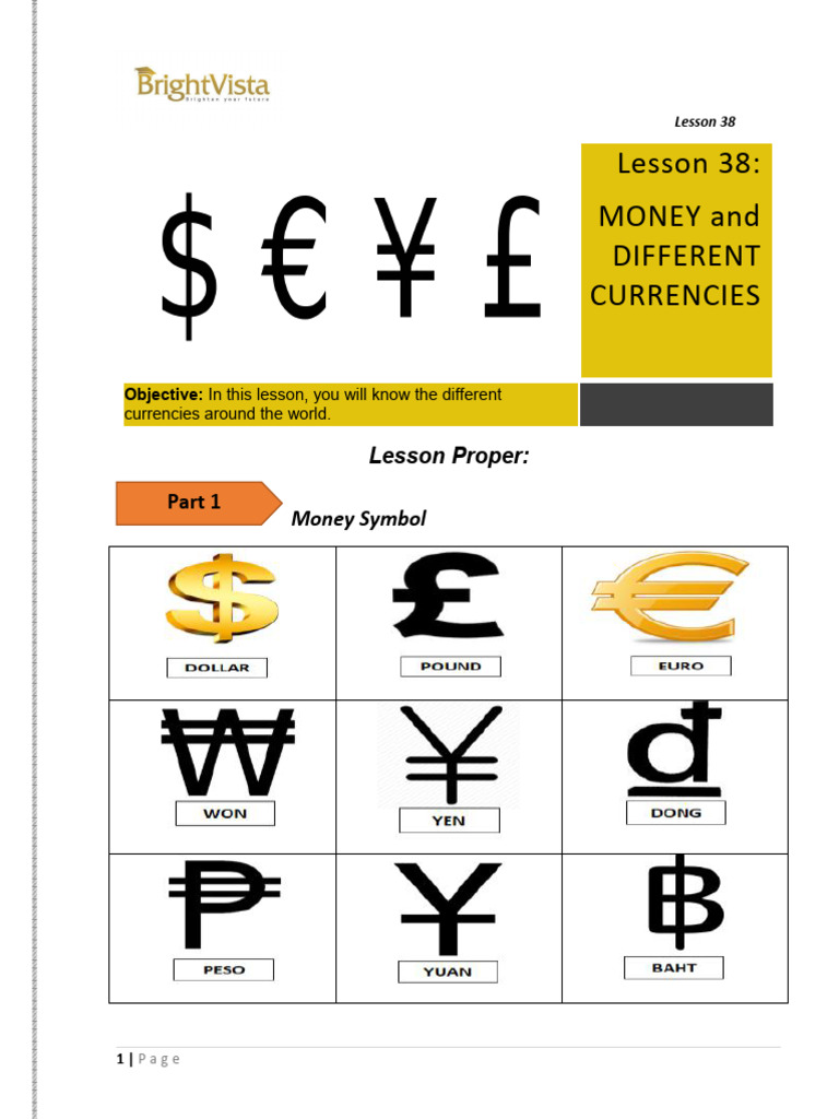 B Lesson 38 Money and Different Currencies | PDF