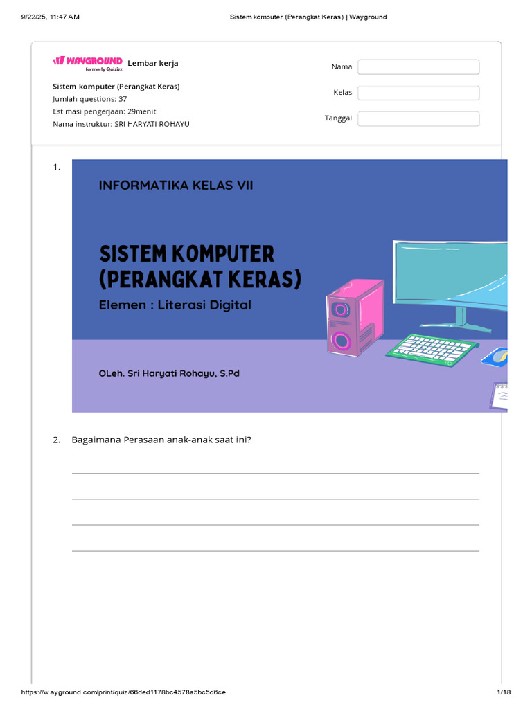 Sistem Komputer (Perangkat Keras) _ Wayground | PDF | Chess Theory ...