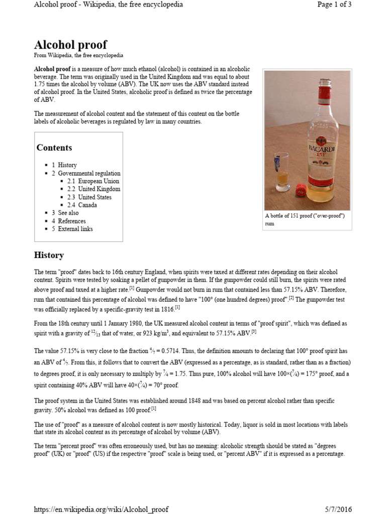 Alcohol Proof Definition-2016 | PDF | Drink | Recreation