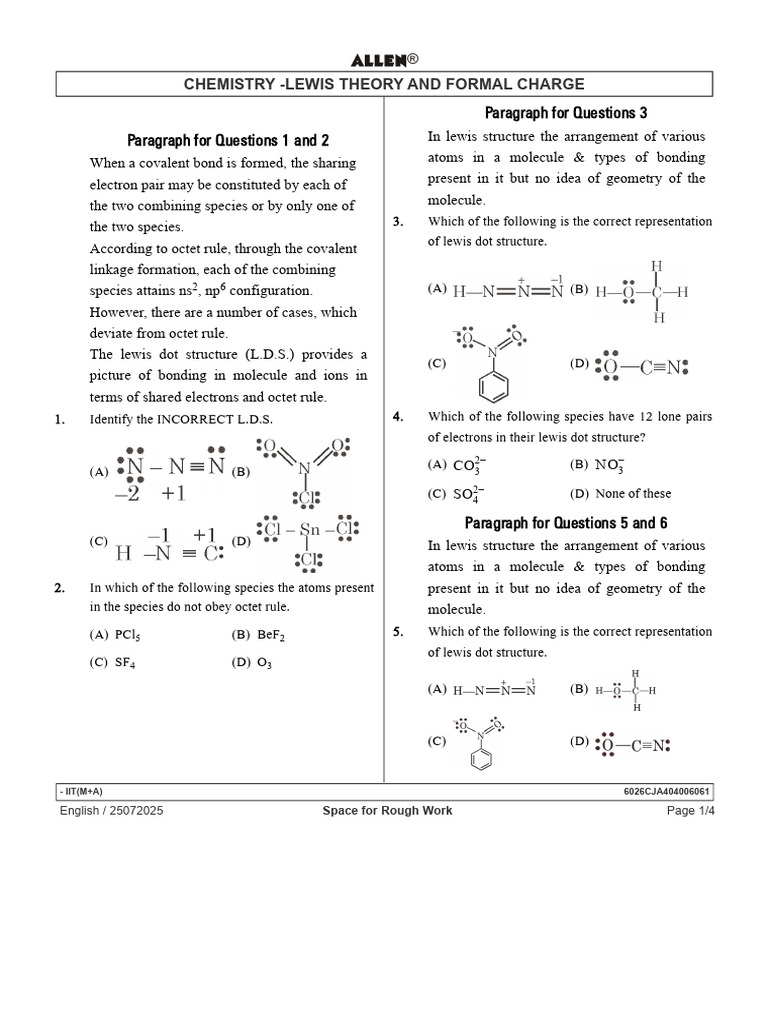 SC AK 25.07.25 IIT (M+a) ADVANCED Chemistry-Lewis Theory and Formal ...