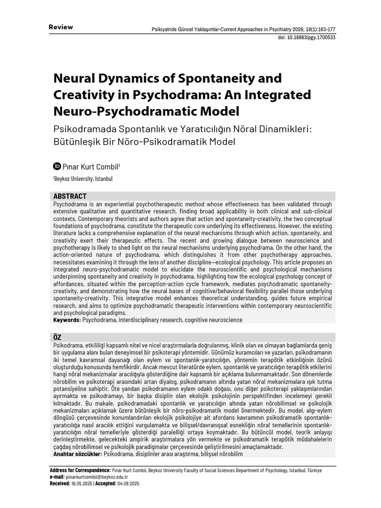 Neural Dynamics of Spontaneity and Creativity in P | PDF | Perception ...