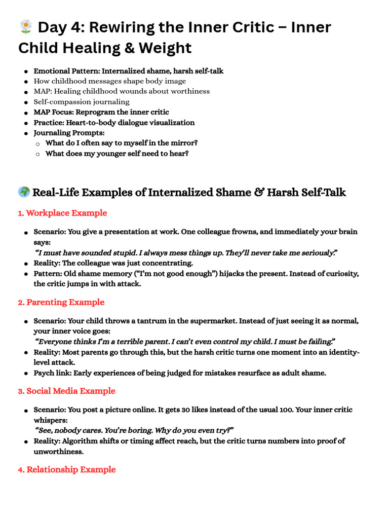 Rewiring The Inner Critic - Inner Child Healing & Weight | PDF | Shame ...