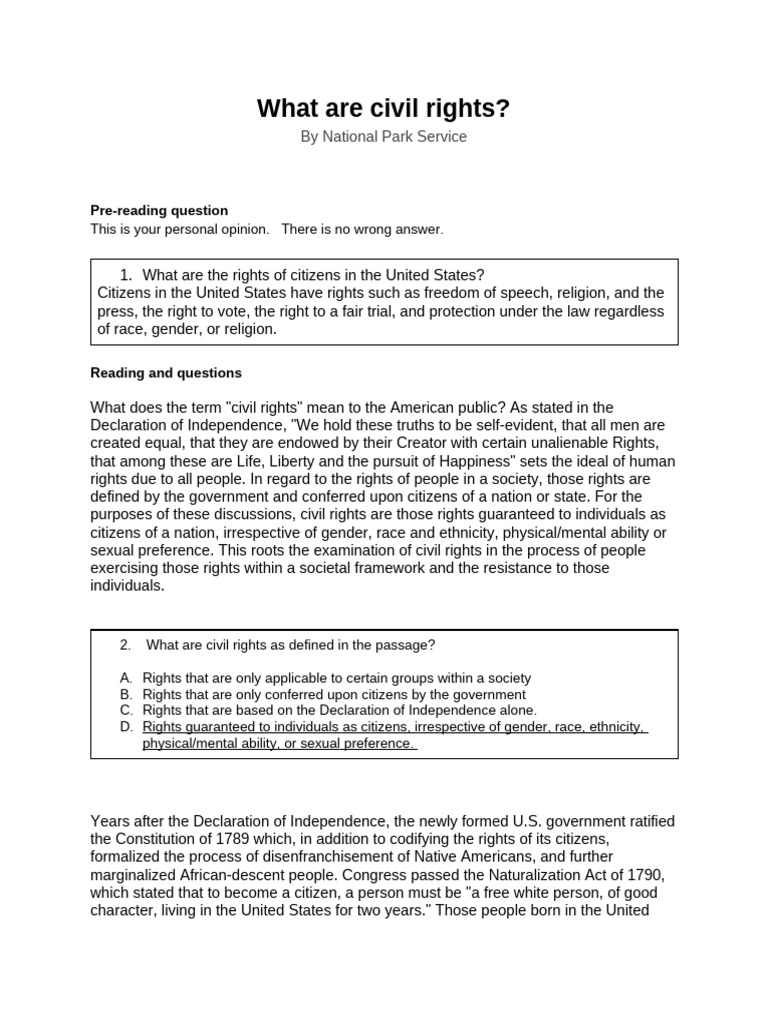 What Are Civil Rights | PDF | Civil And Political Rights | Citizenship