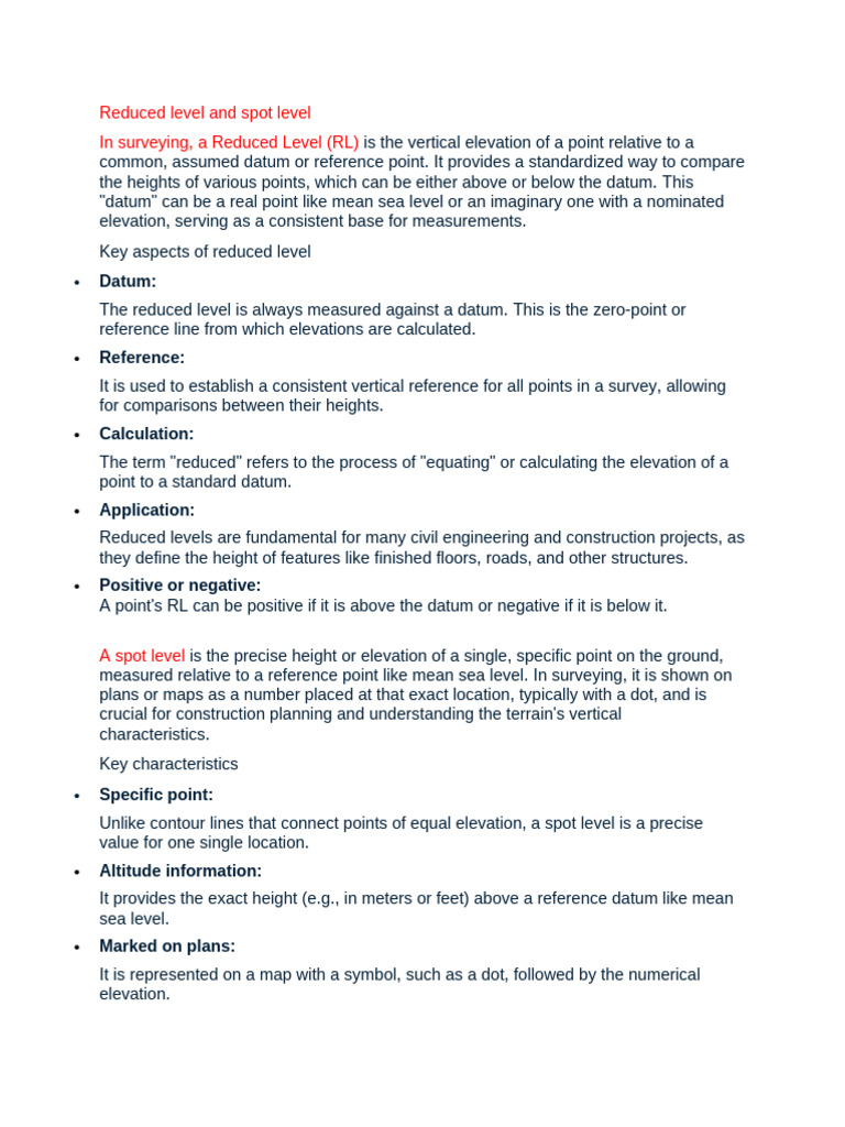 Reduced Level and Spot Level | PDF | Sea Level | Geographic Data And ...