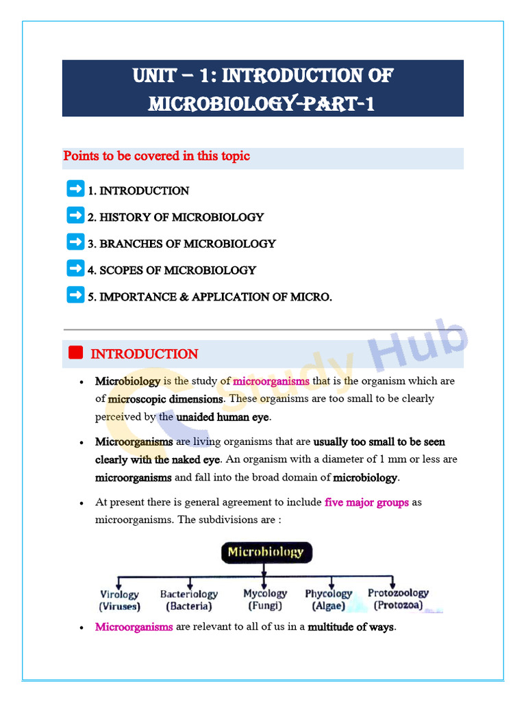 Pharmaceutical Microbiology Unit 1 Watermarked | PDF | Cell (Biology ...