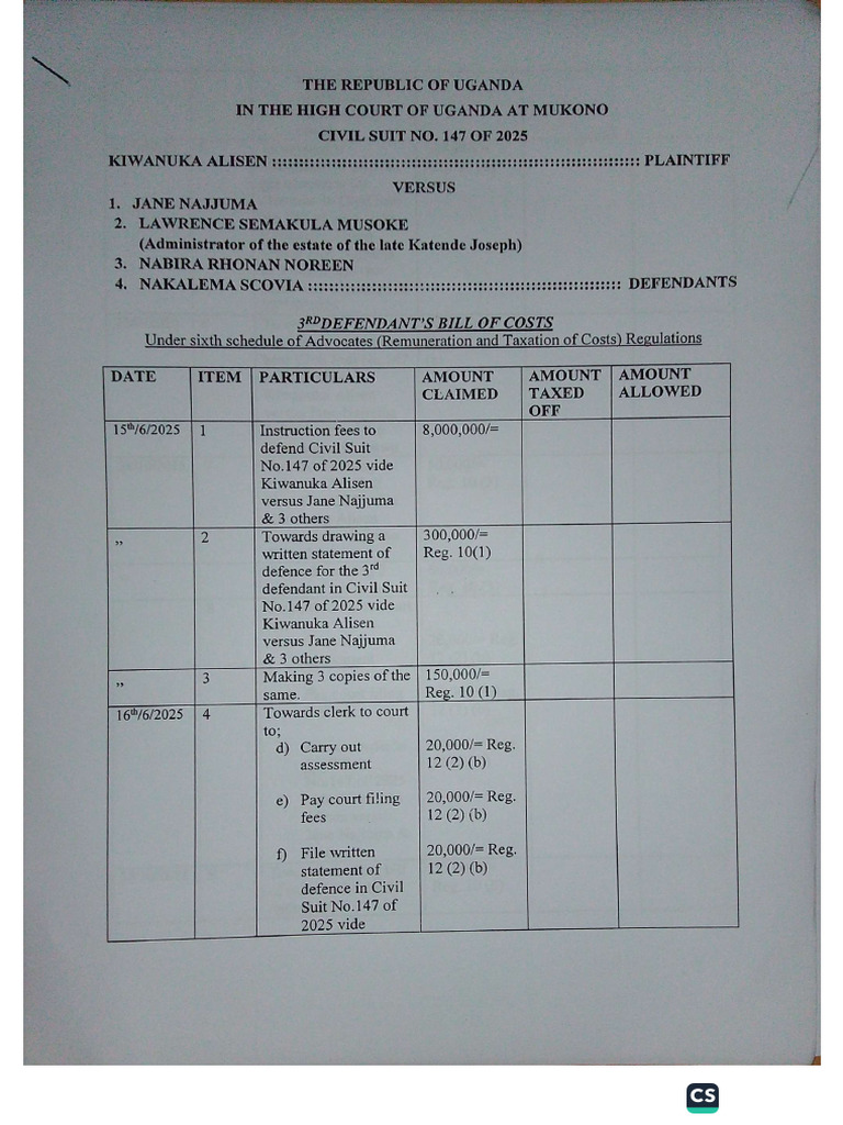 Bill of Costs 147 | PDF