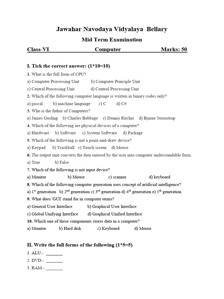VI Computer QP BE | PDF