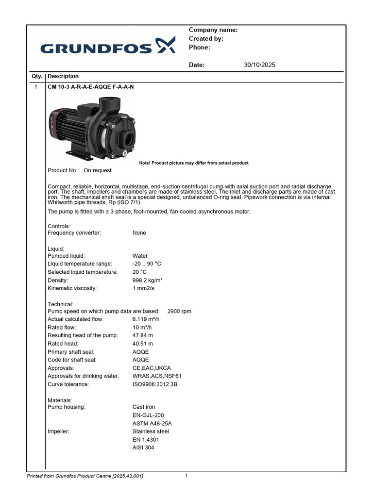 Datasheet Intake Pump B Rev | PDF | Pump | Mains Electricity