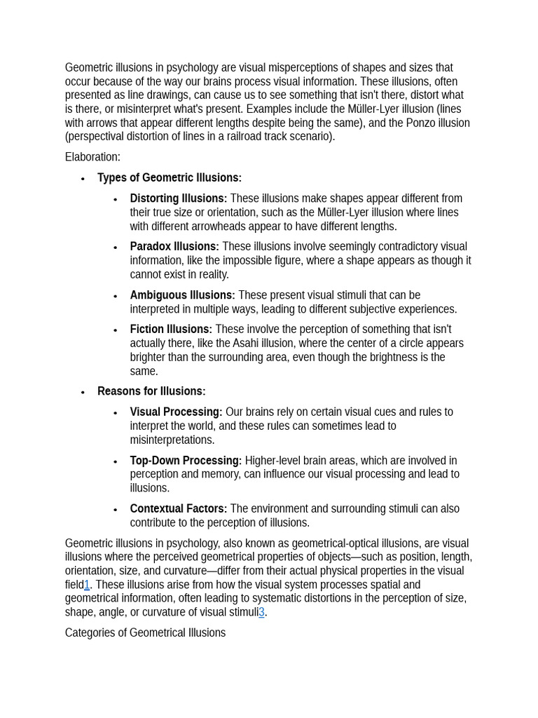 Geometric Illusions ROUGH | PDF | Illusion | Perception