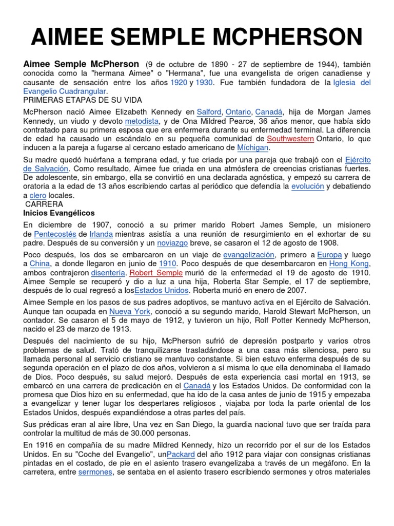 Aimee Semple Mcpherson | PDF | Religión y creencia