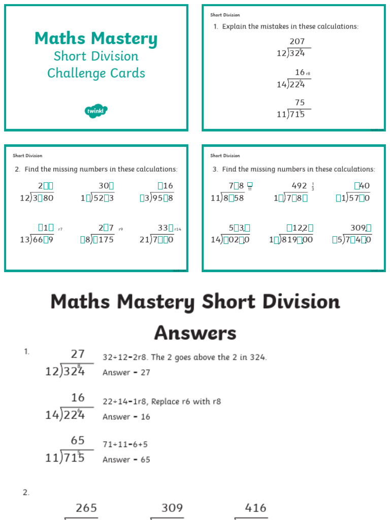 Short Division Practice and Solutions | PDF