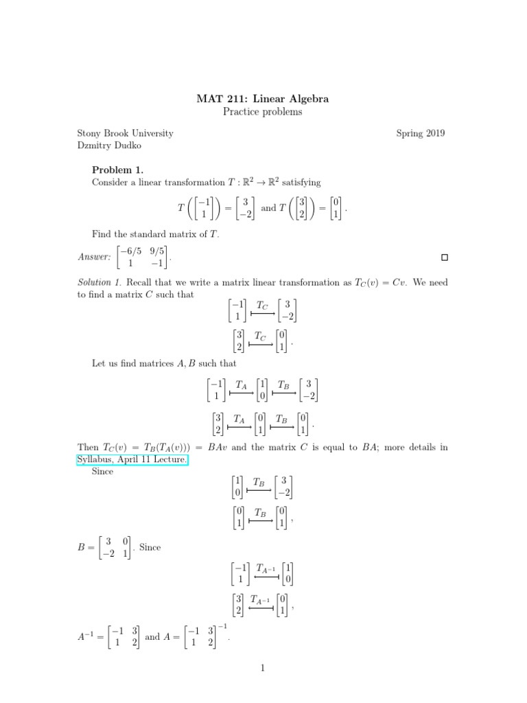 Practice Problems 3 So Lut | PDF | Eigenvalues And Eigenvectors | Functional Analysis