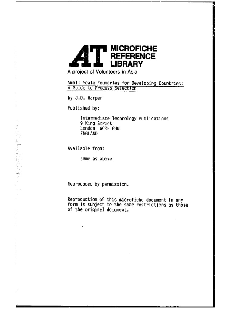 Small Scale Foundries for Developing Countries 1981 | PDF | Foundry ...