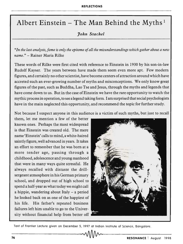 John Stachel - Albert Einstein - The Man Behind The Myths (Resonance ...