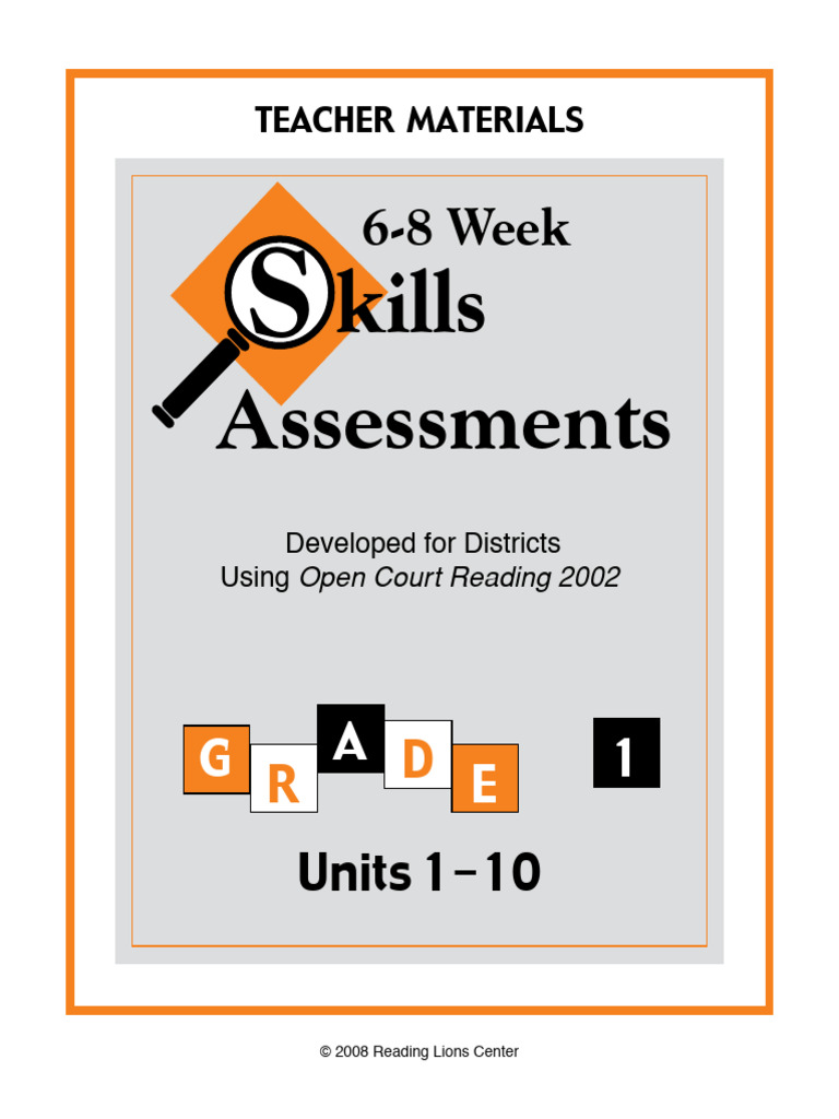 Grade 1 Skills Assessments Guide | PDF | Phonics | Learning