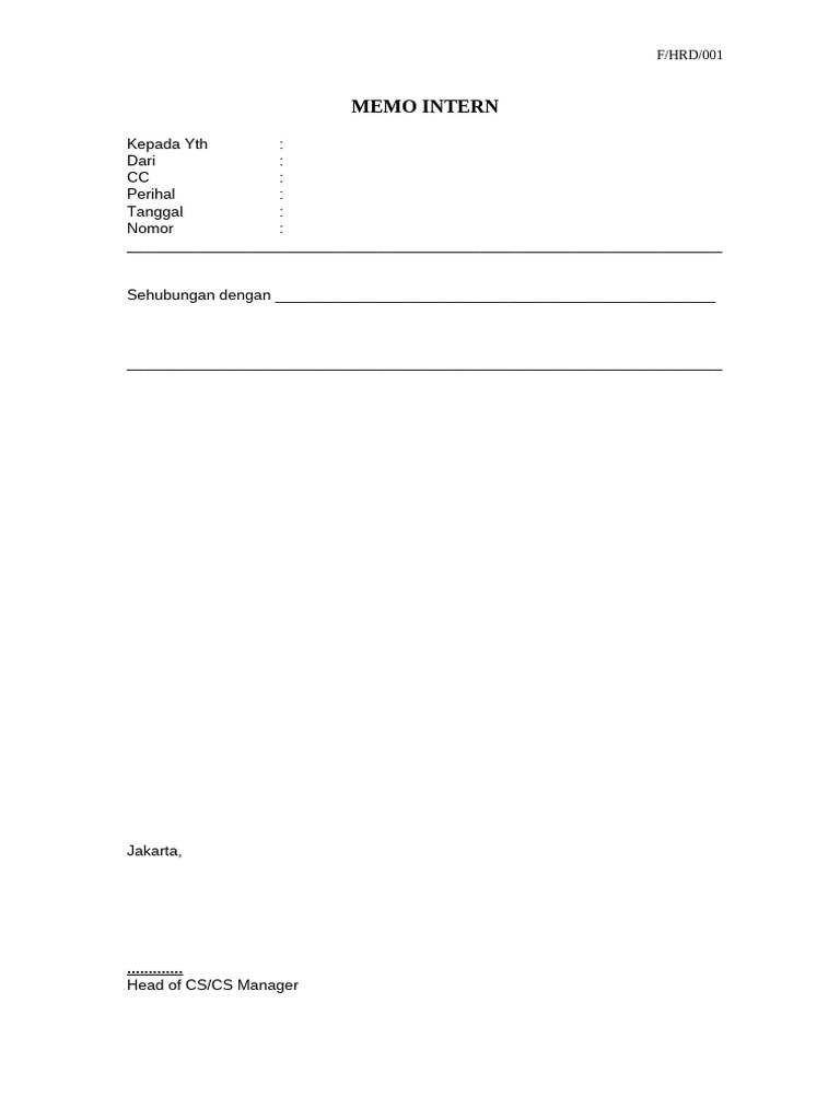 Memo Internal HRD Jakarta | PDF