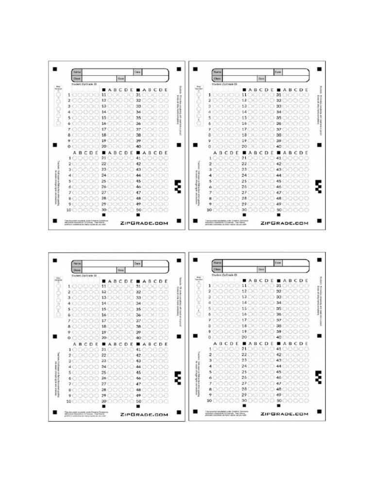 Zipgrade - 50 Items | PDF